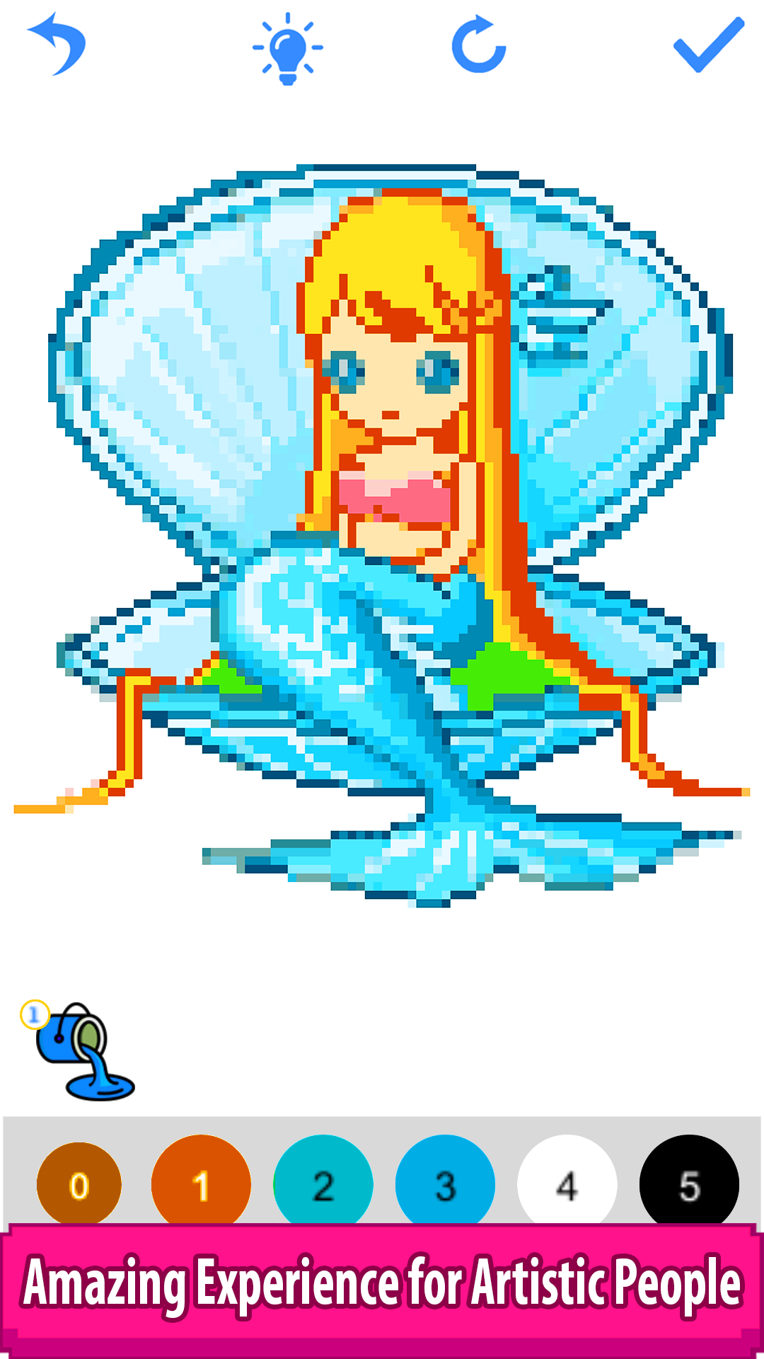 Mermaid Pixel Art - Paint by Number, Sandbox Coloring Book Pages:Amazon ...