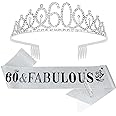 Amazon.com : Casoty 60th Birthday Sash and Tiara for Women, 60th Birthday Decorations Women ...