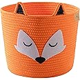 Amazon.com : HomeyPine Fox Basket, Woven Cotton Rope Storage Basket for ...