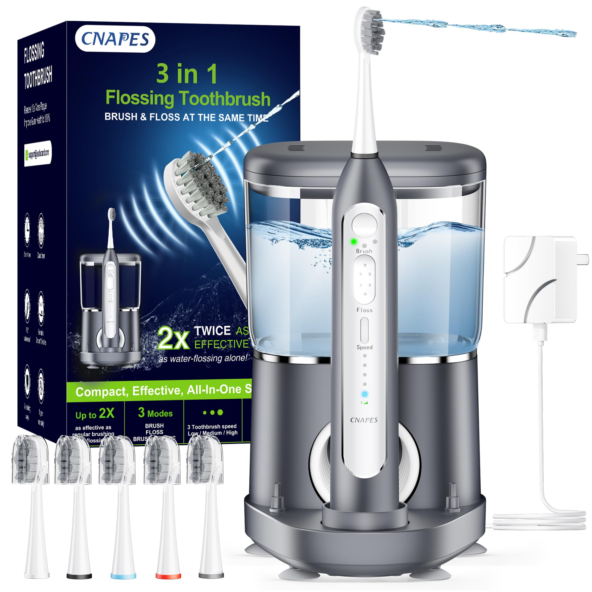 Electric Toothbrush with Water Flosser Combo in One,2 in 1 Professional ...