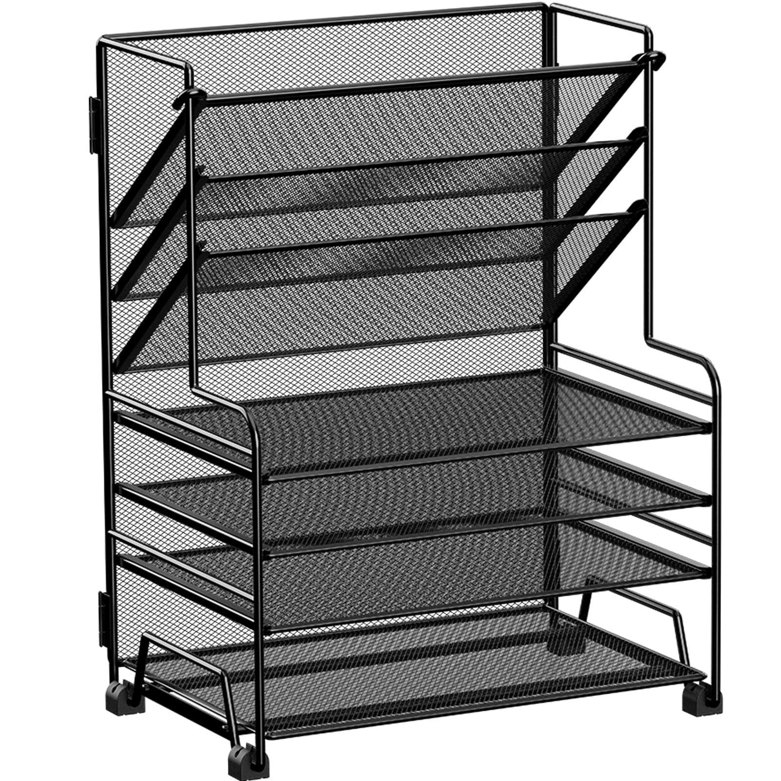 MINDEPOT 4-Tier Paper Organizer + 3-Pocket File Holder + Drawer + Pen ...