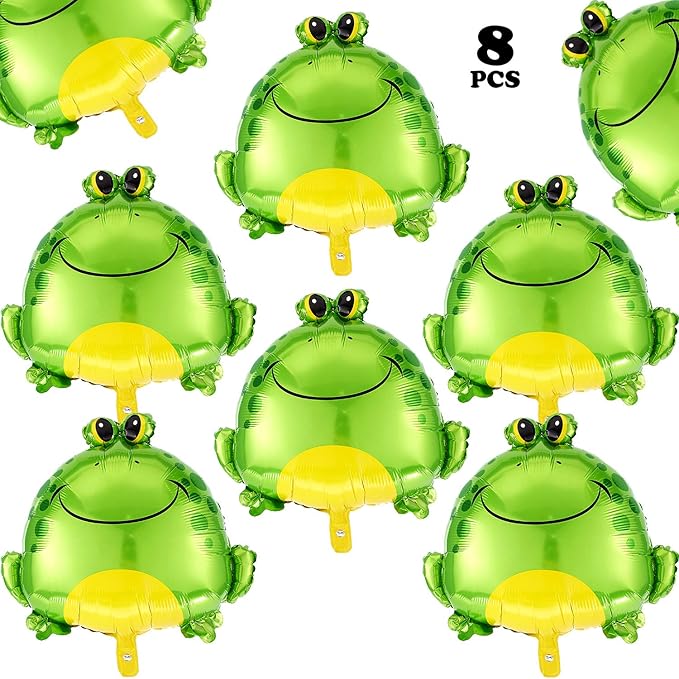 8 Pieces Frog Foil Balloons Large Inflatable Air Balloon Big Green Frog ...