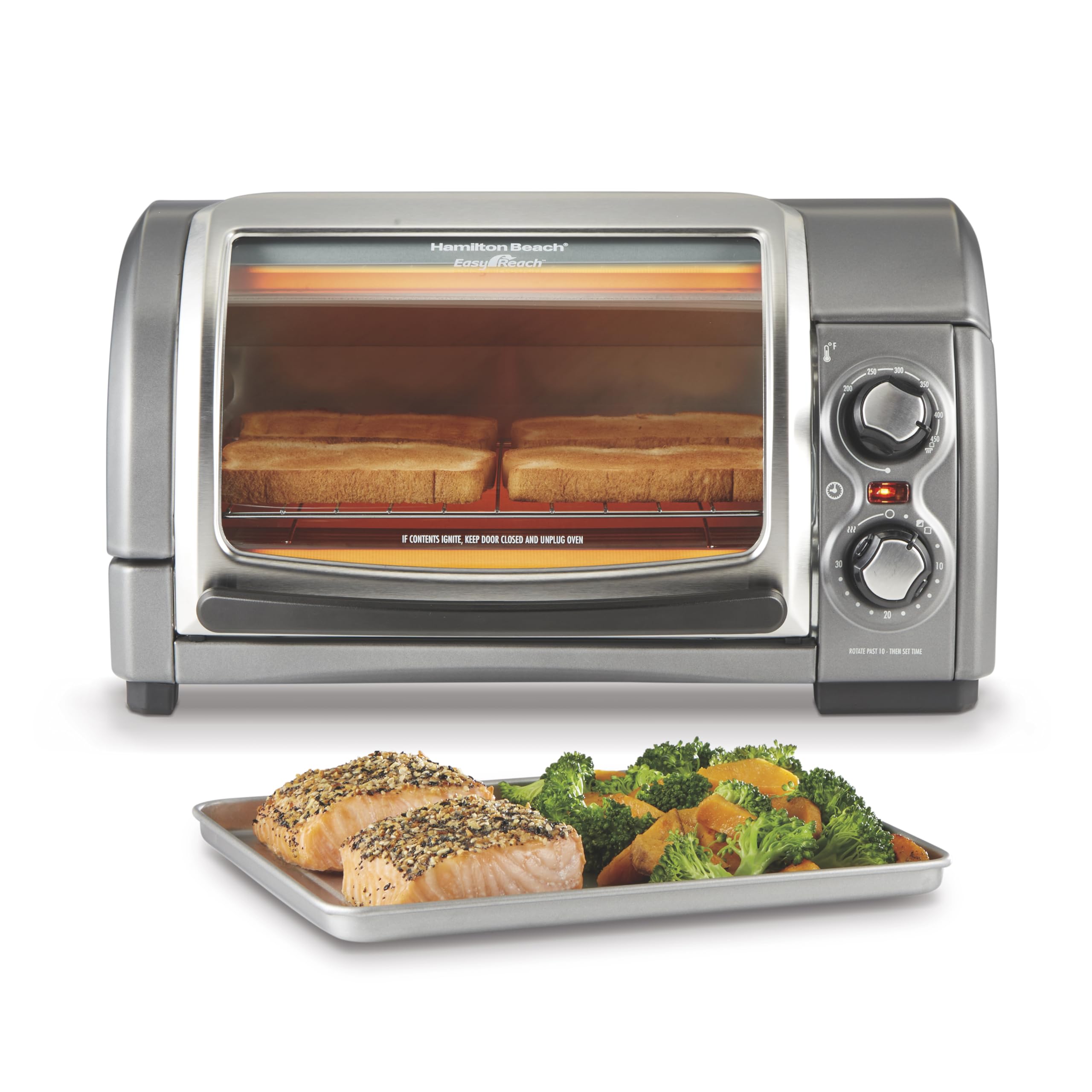 Hamilton Beach Easy Reach 4-Slice Countertop Toaster Oven With Roll-Top ...