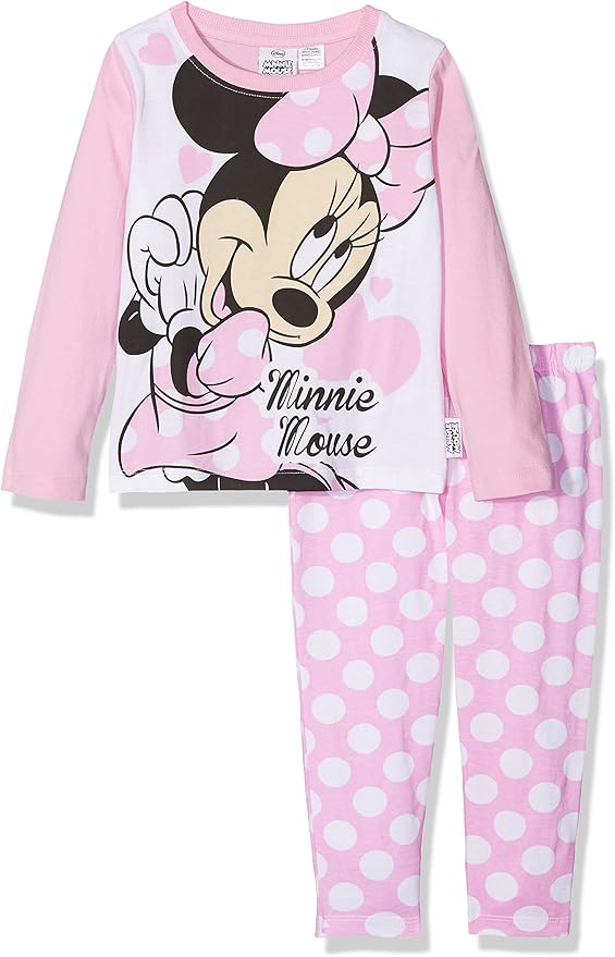 Minnie Mouse Girl's Minnie Mouse Polka Dot Long Sleeve Pyjama Set, Pink ...