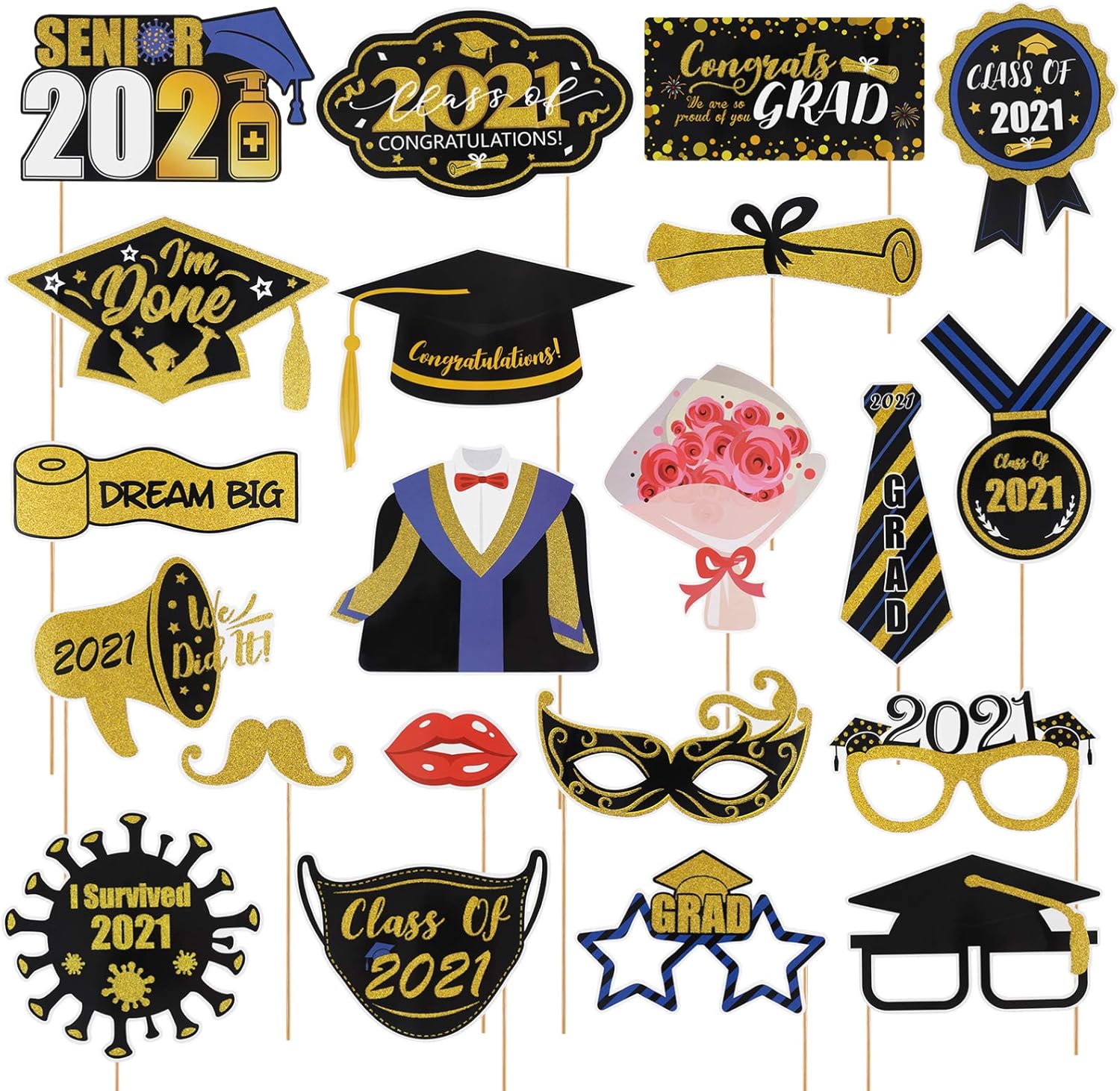 Amosfun 2021 Graduation Photo Props Handheld Portable Congratulations ...