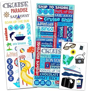 Amazon.com: Cruise Stickers Vacation Party Supplies Pack -- 60+ Travel ...
