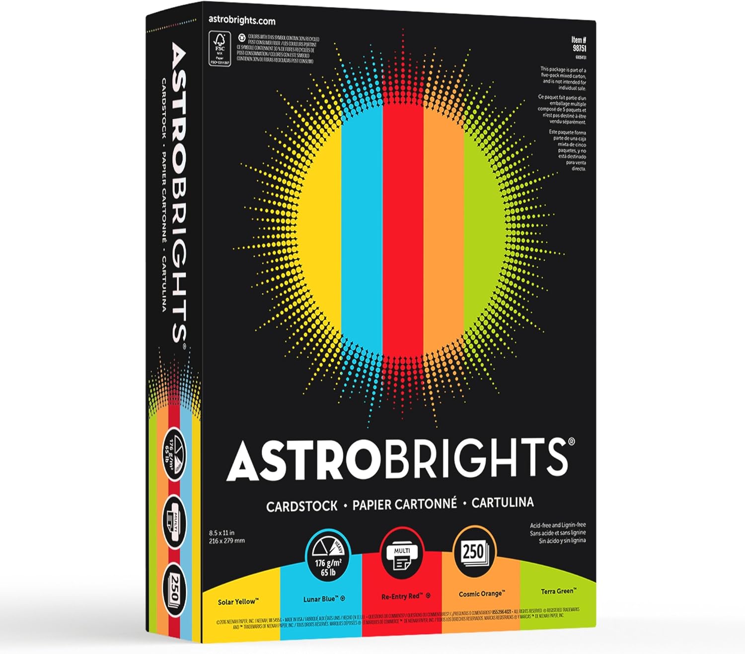 Amazon.com : Astrobrights Color Paper, 8.5" x 11", 24 lb/89 gsm ...