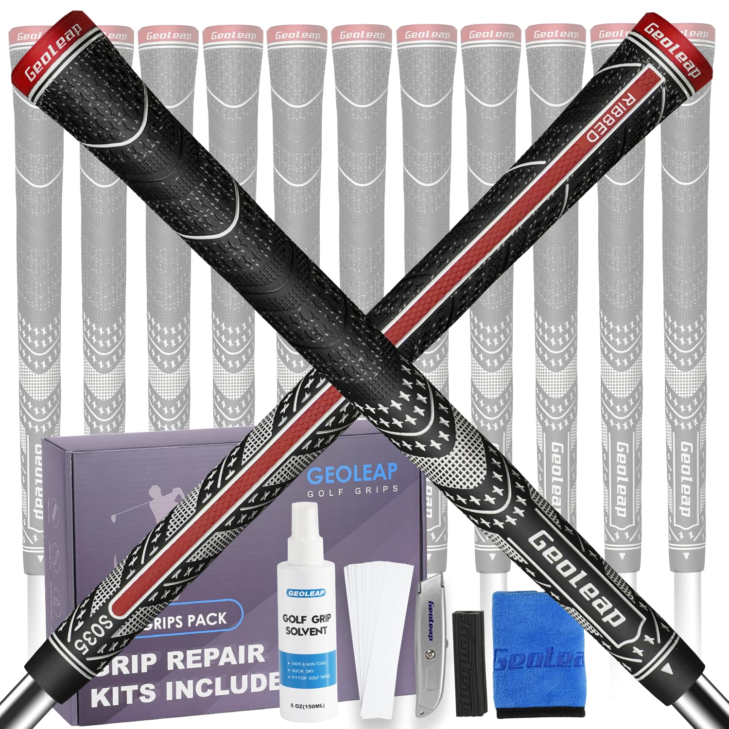 Geoleap Golf Club Grips Set of 13 - Grips with 15 Tapes and Grips with ...