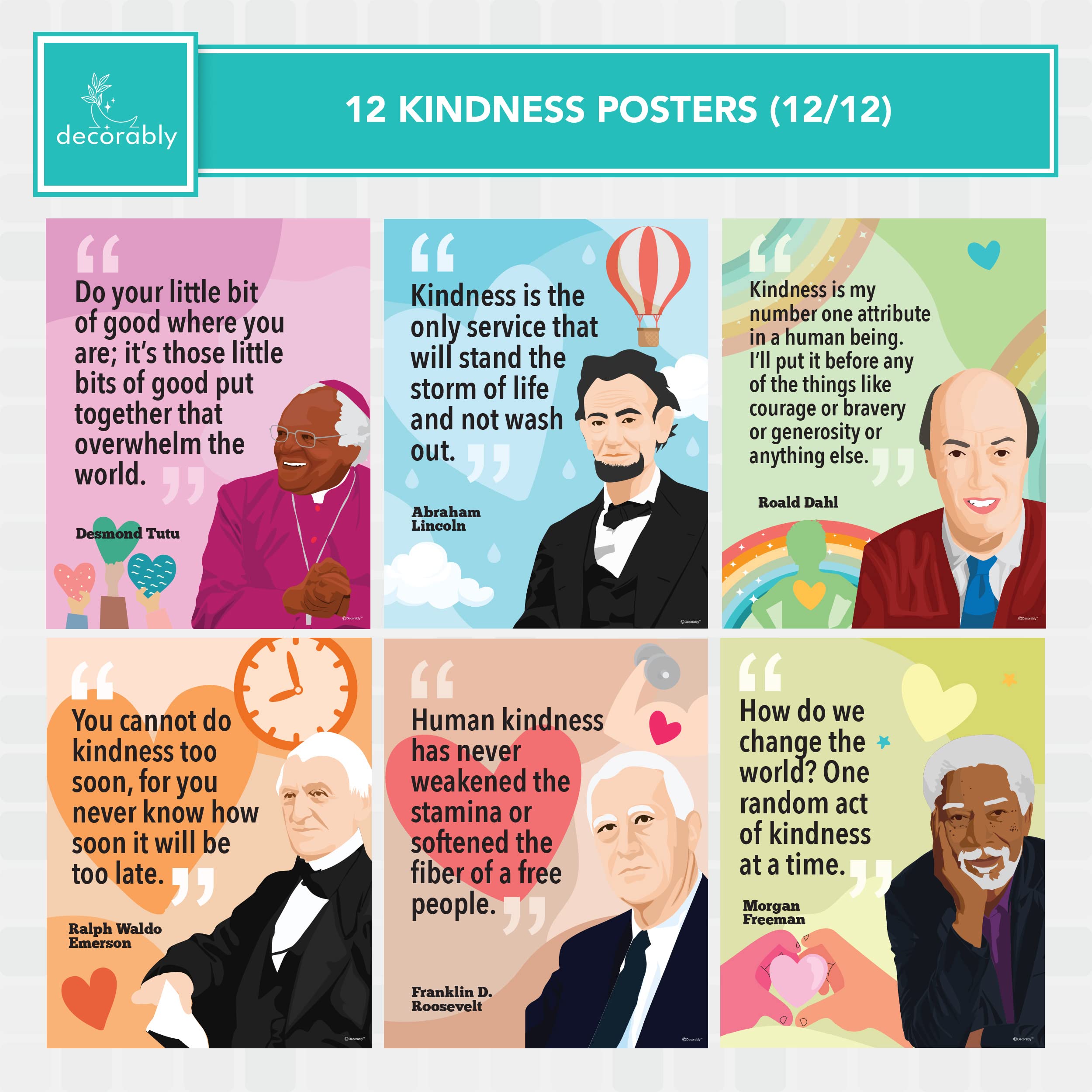 Mua Decorably 12 Kindness Posters for Classroom, 11x14in Matte ...