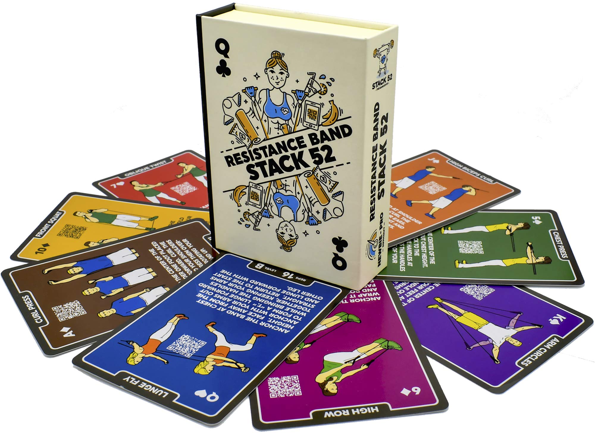 Stack 52 Resistance Band Exercise Cards. Exercise Band Workout Playing ...