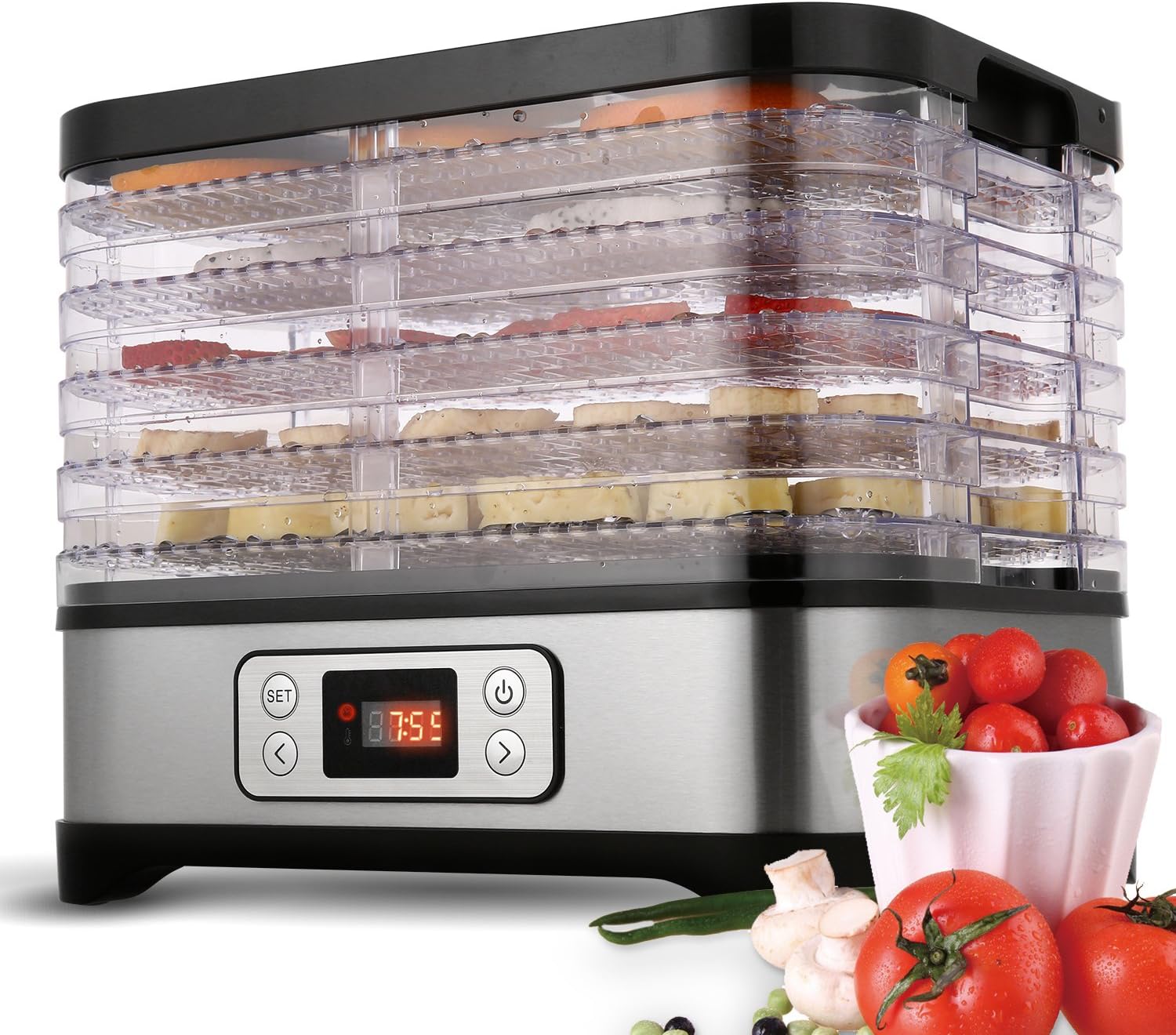 Meykey Déshydrateur Alimentaire 5 Étages avec LCD, Déshydrateur Fruits ...