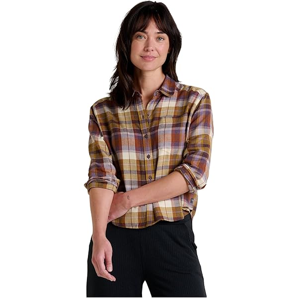 Toad&Co Women's Re-Form Flannel Long Sleeve Shirt, Atlantic Ombre