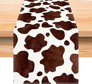 Amazon.com: Jiudungs Linen Watercolor Cow Print Table Runner 72 Inches ...