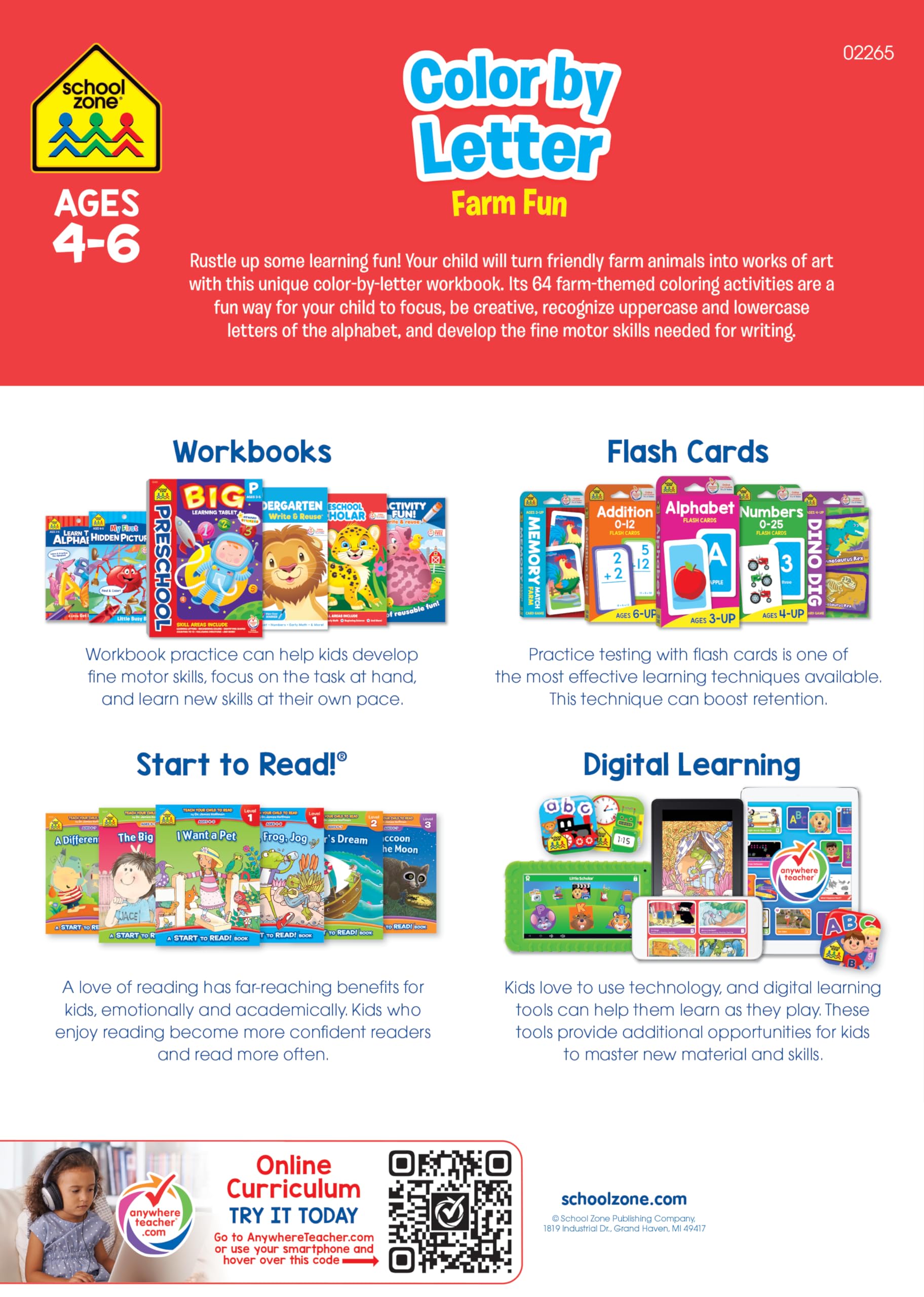 Mua School Zone Color by Letter Farm Fun Workbook: 64 Pages, Preschool ...