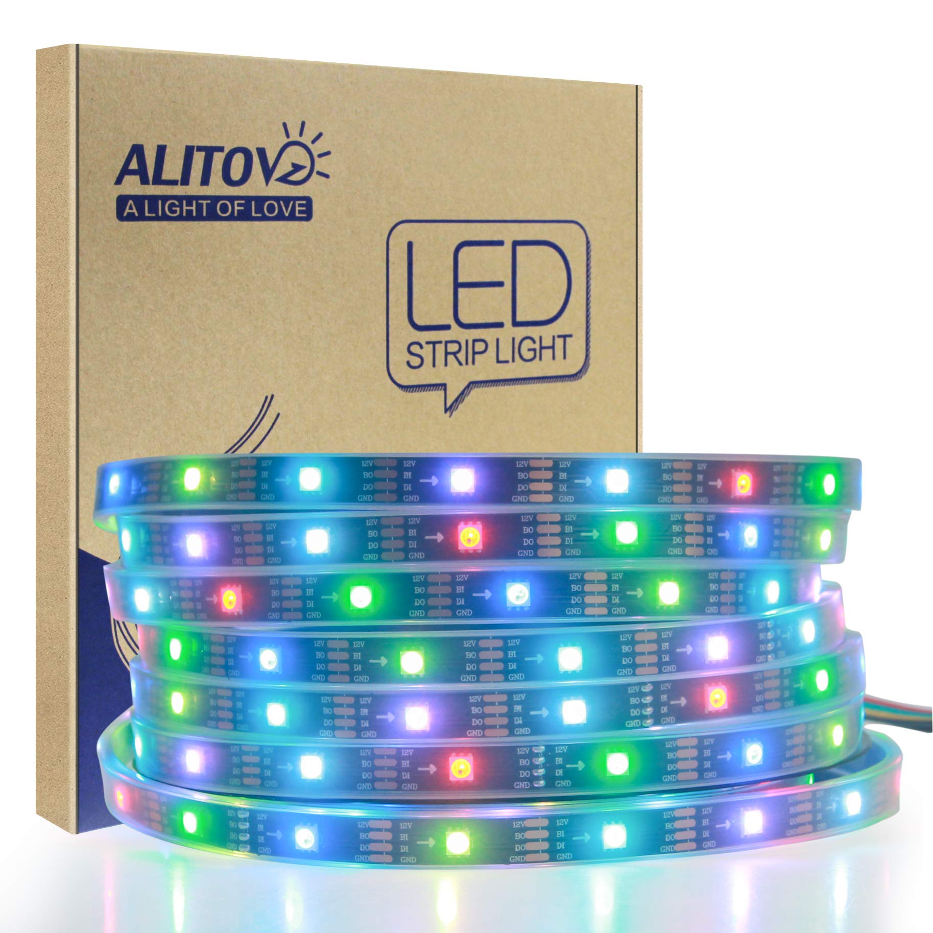 ALITOVE WS2815 Individually Addressable LED Strip Dual Signal 12V 4pin ...