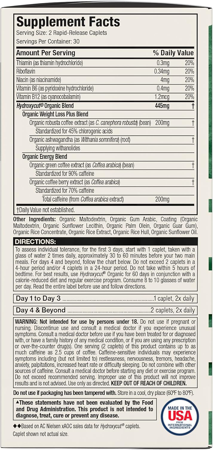 Hydroxycut Organic Weight Loss Supplements, Pure Ingredients, Naturally ...