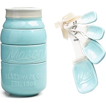 Amazon.com: Mason Jar Ceramic Measuring Set: Cups and Spoons by World ...