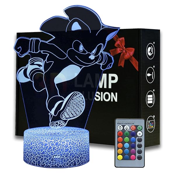 Magiclux 3D Illusion Sonic The Hedgehog Night Light, Anime Table Lamp ...