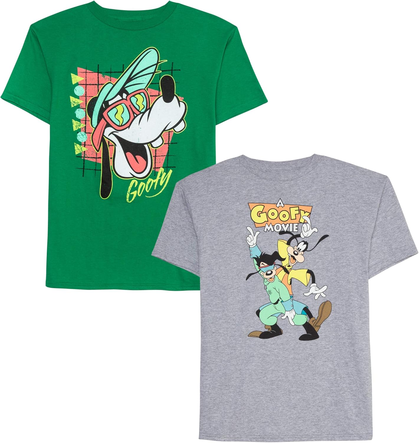 Disney Boys' 2 Pack of Goofy Movie Graphic T-Shirts, Kelly Green ...