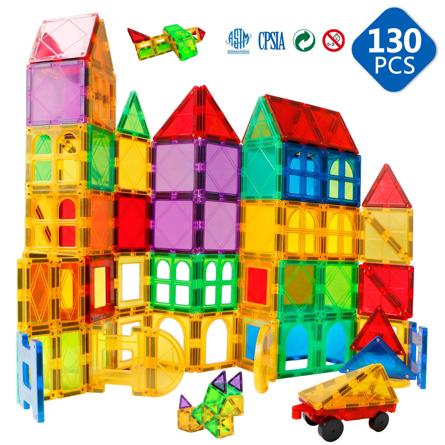 Mua MAGBLOCK Magnetic Tiles Building Blocks 130 Pcs Magnet Tiles for Kids Ages 4-8 Magnetic Toys ...