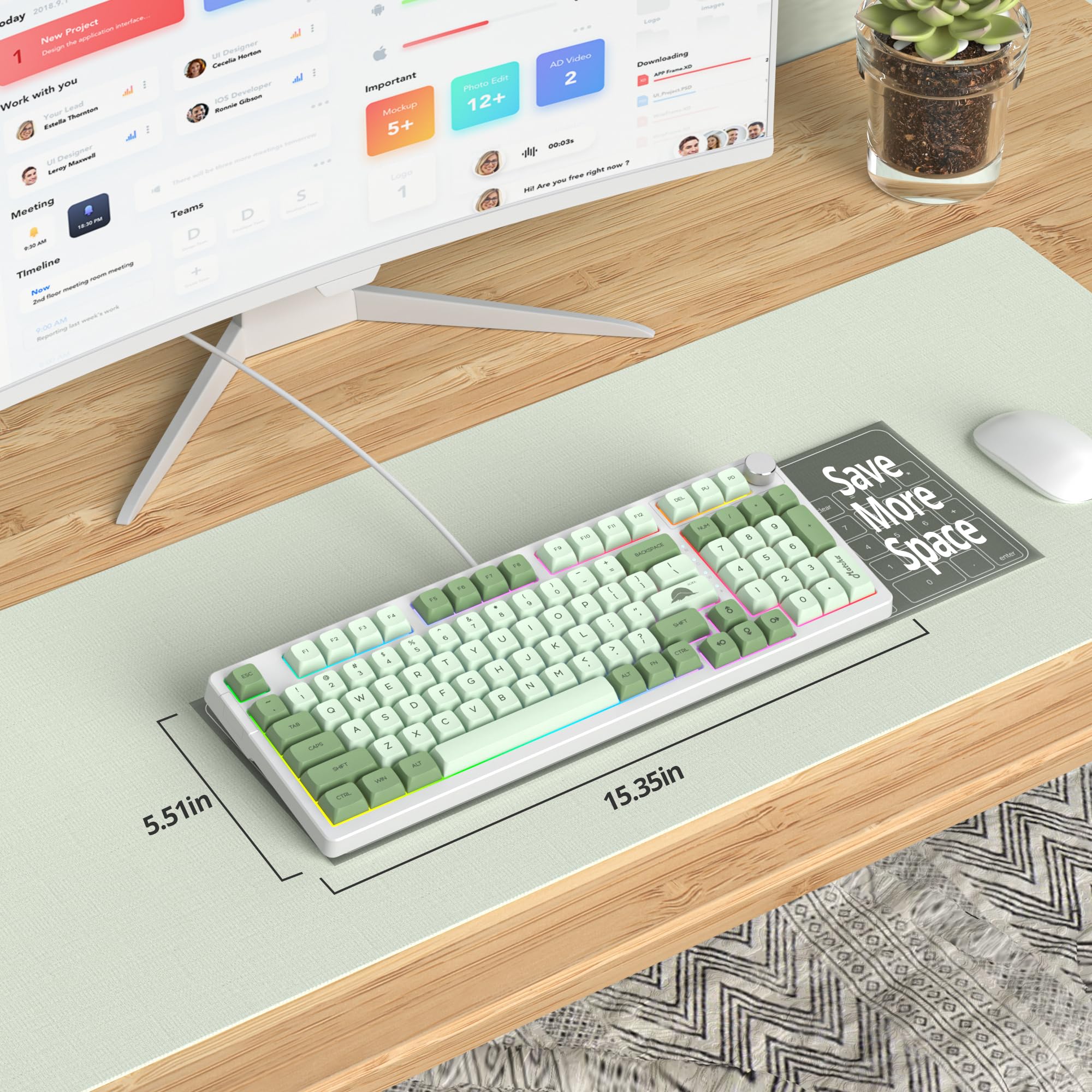 Mua Fogruaden Wired Green Matcha Creamy Mechanical Keyboard with Number ...