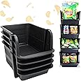 Amazon.com: Skywin Plastic Stackable Bins - 4 Pack Open Front Storage ...