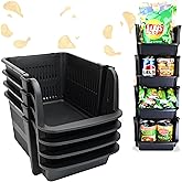 Amazon.com - TidyFriend Plastic Stackable Storage Bins for Pantry, 2 ...