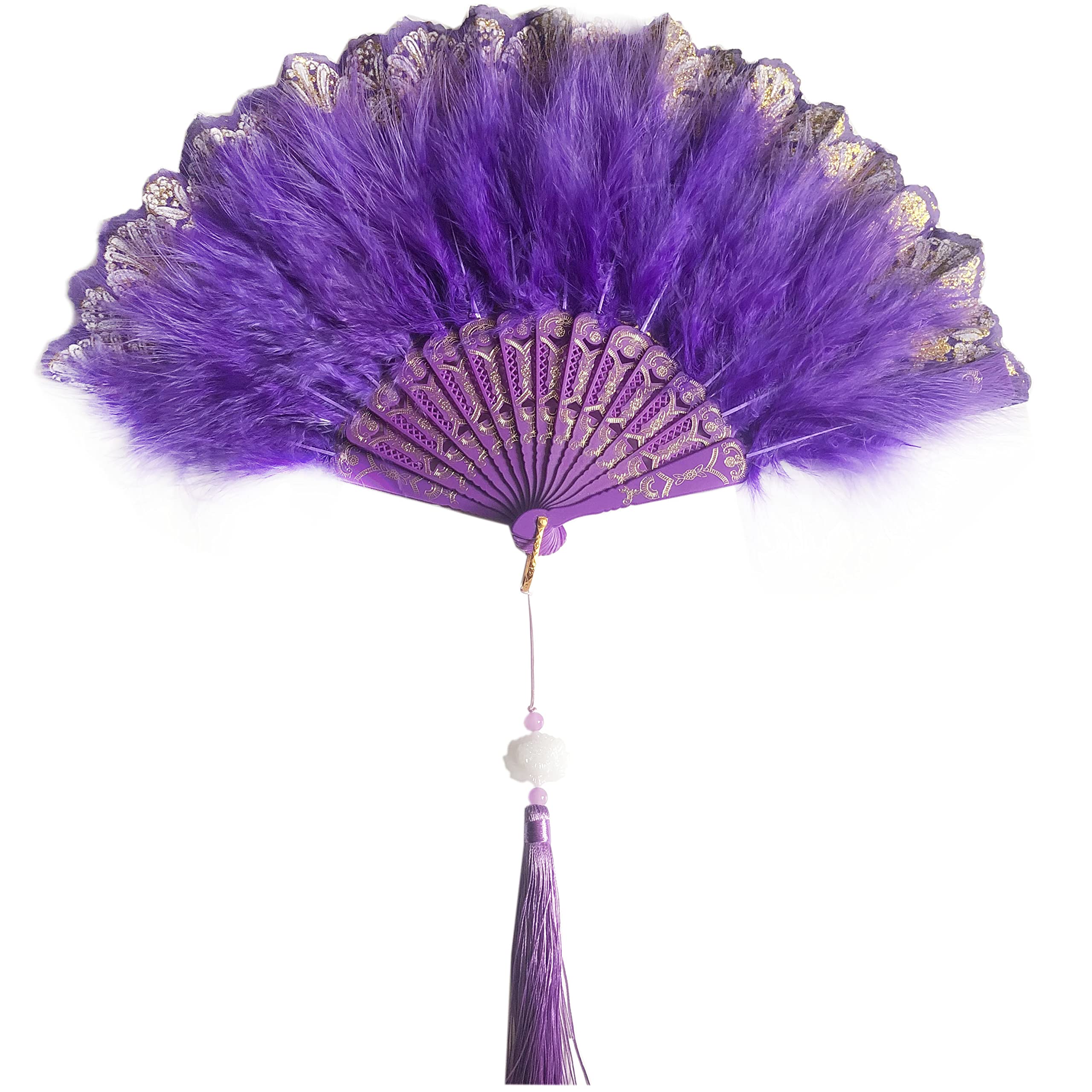 Huralona 1920s Vintage Style Flapper Hand Fan Embroidered Flower ...