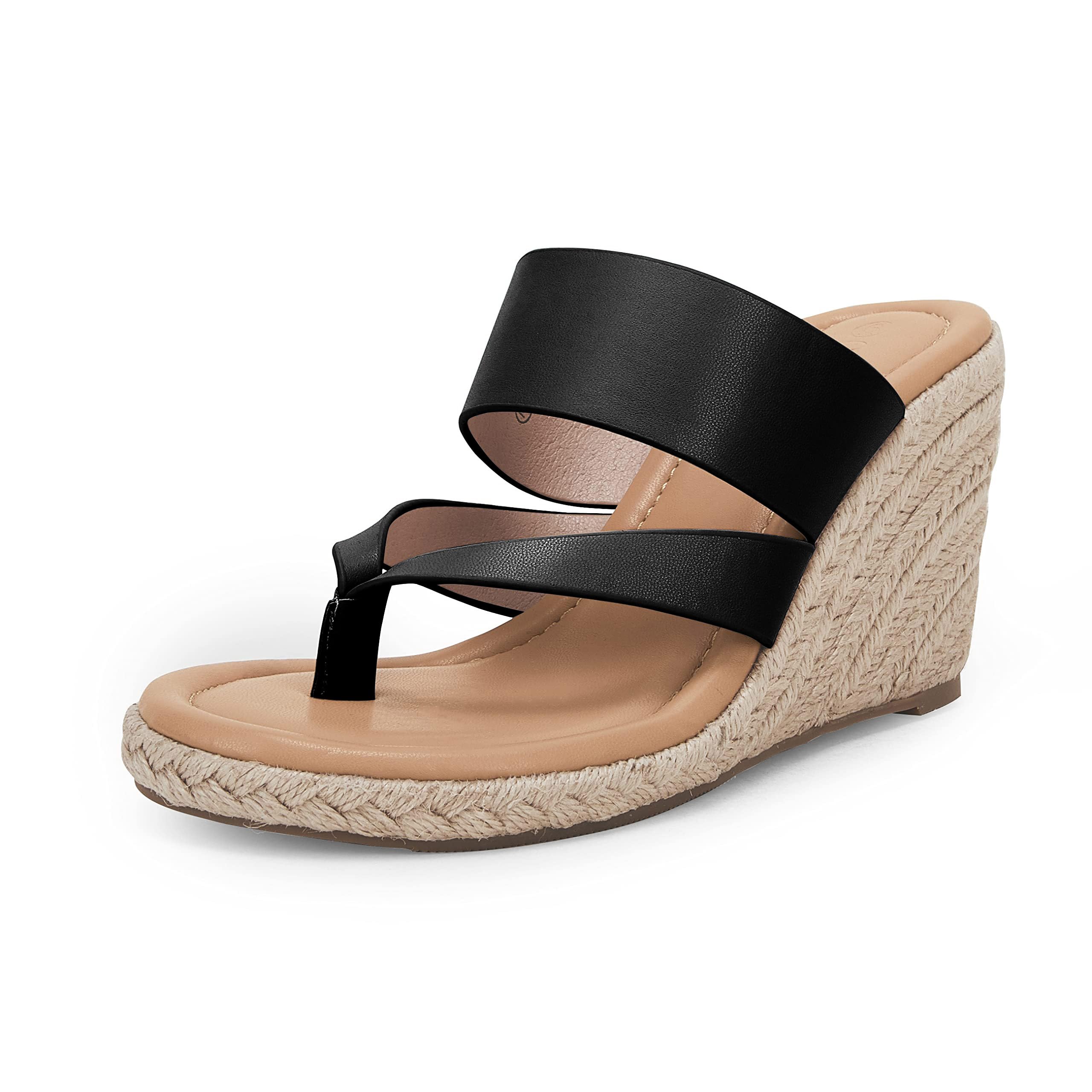 Womens Wedge Sandal Espadrille Platform Thong Strap Slip On Vegan ...