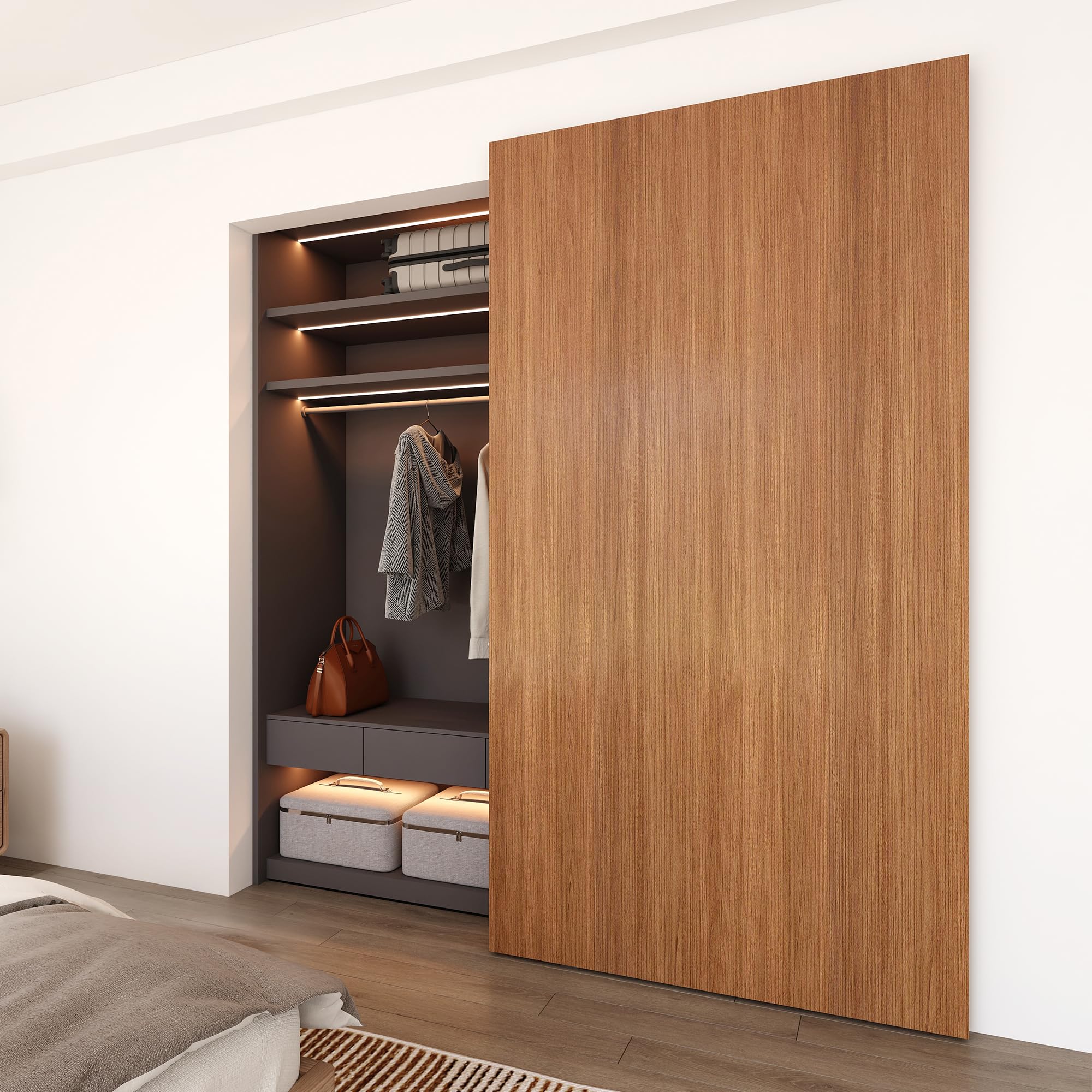 JUBEST 48" Concealed Barn Door Hardware Kit with 176LBS Soft Close ...