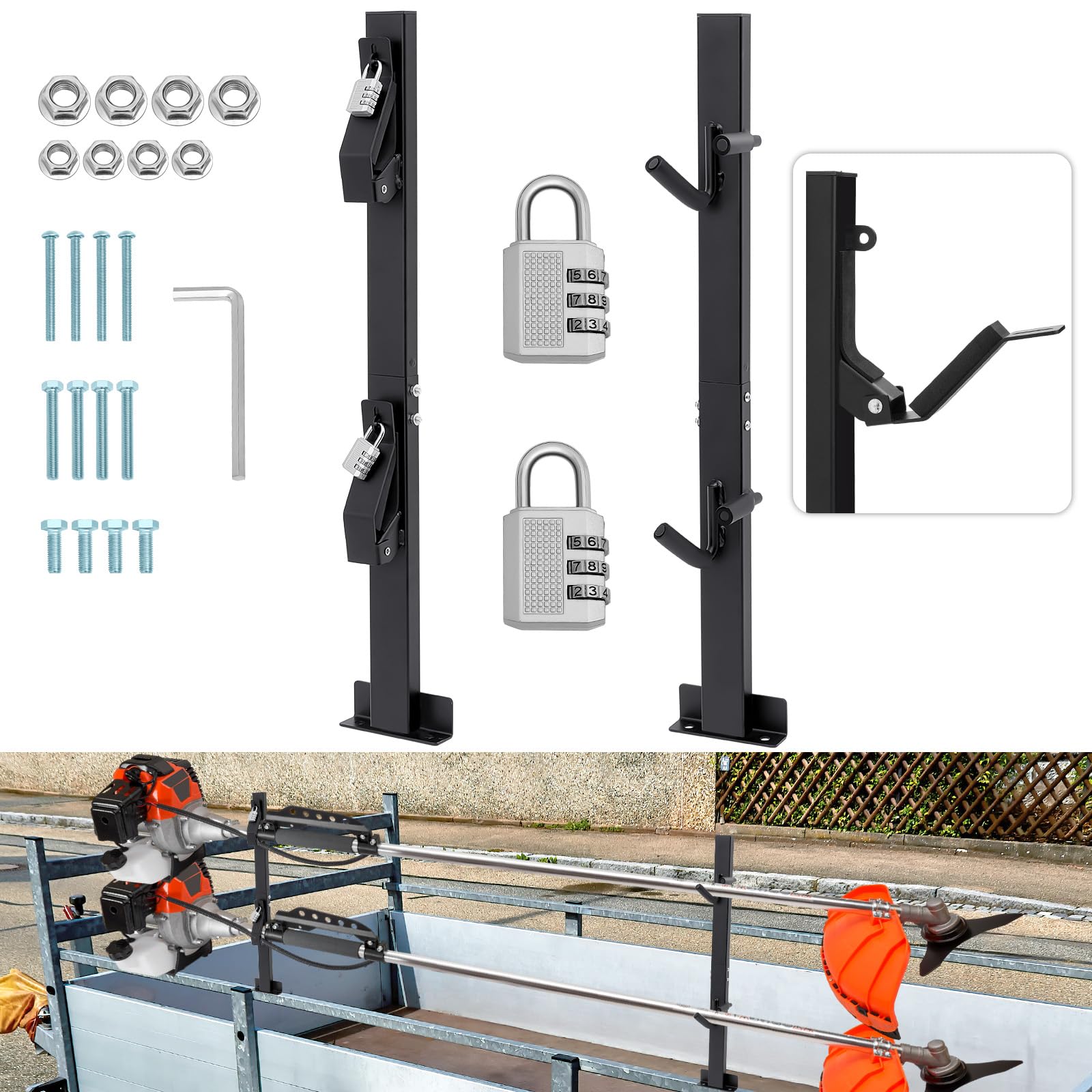 Zonon 2 Place Locking Trimmer Rack for Open Landscape Truck Trailers ...