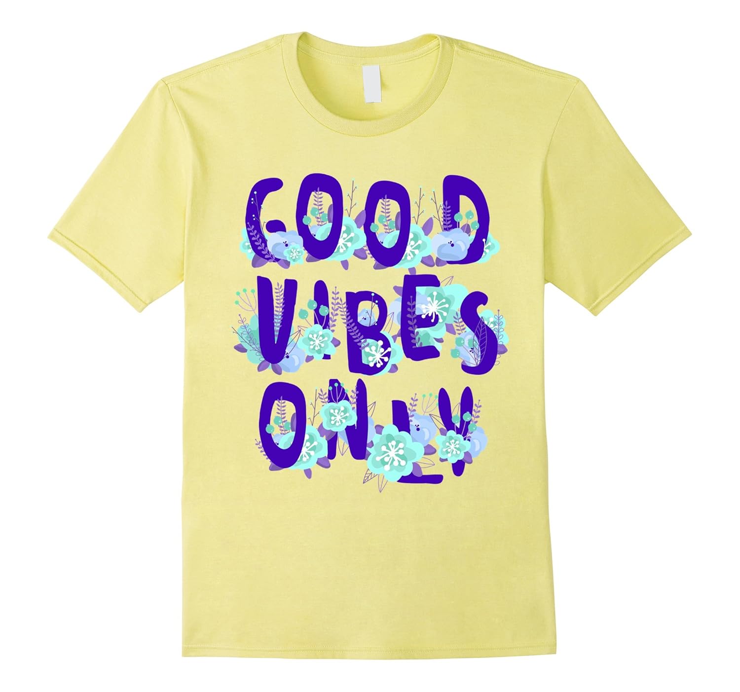 GOOD VIBES ONLY – floral style purple T-Shirt-PL – Polozatee