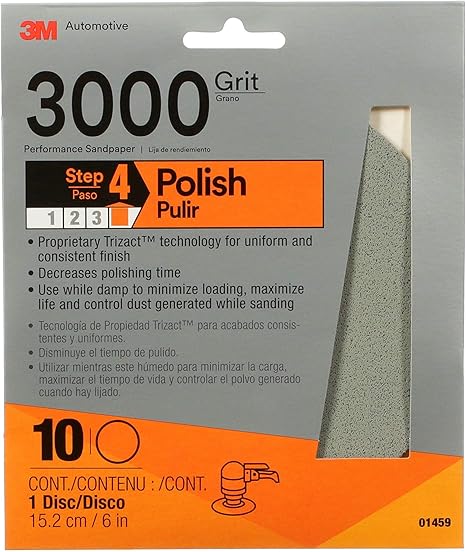 3M 01459 Trizact 6" 3000 Grit Performance Sanding Disc: Automotive ...
