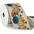 Amazon.com: Whaline Fall Pumpkin Wired Edge Ribbon Blue Pumpkin Craft ...