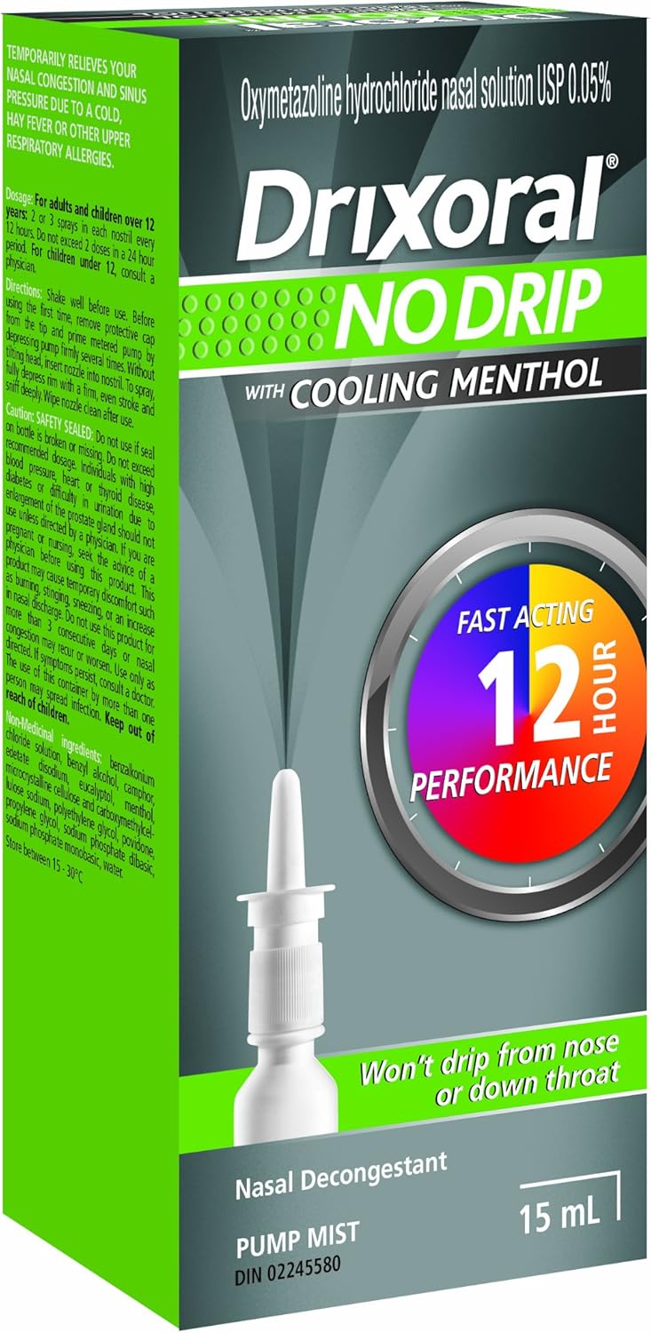Drixoral No Drip Cool Menthol Spray, Cooling Sensation with 12 Hour ...