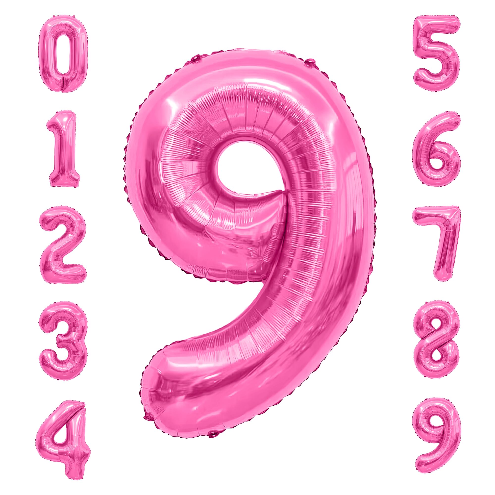 Number Balloon, Number 9 Balloon, 9 Balloon 40 Inch, Pink Number ...