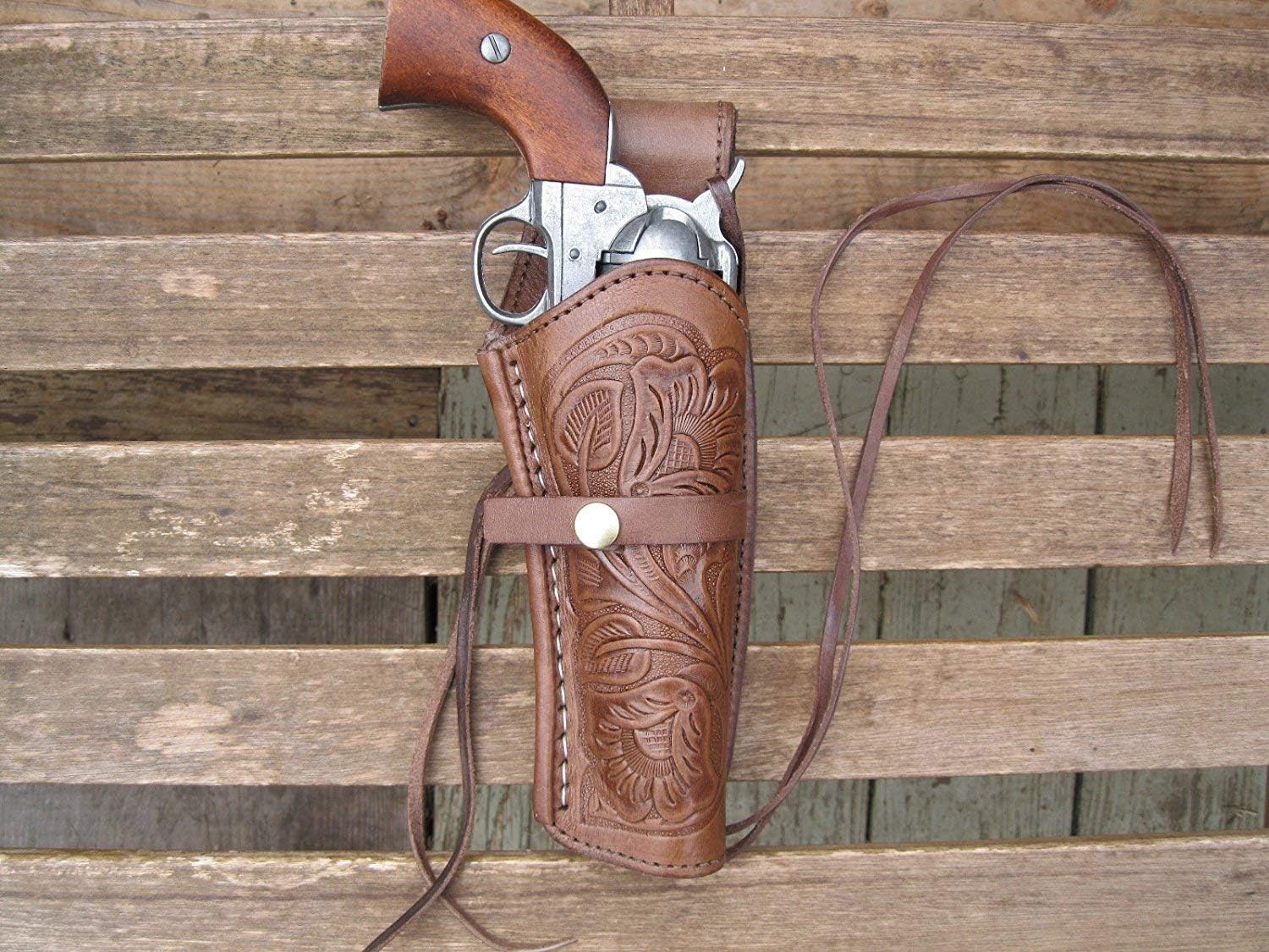 Western Express Brown Right Handed Tooled Leather Gun Holster Gun Western Express Brown Right Handed Tooled Leather Gun Holster Gun