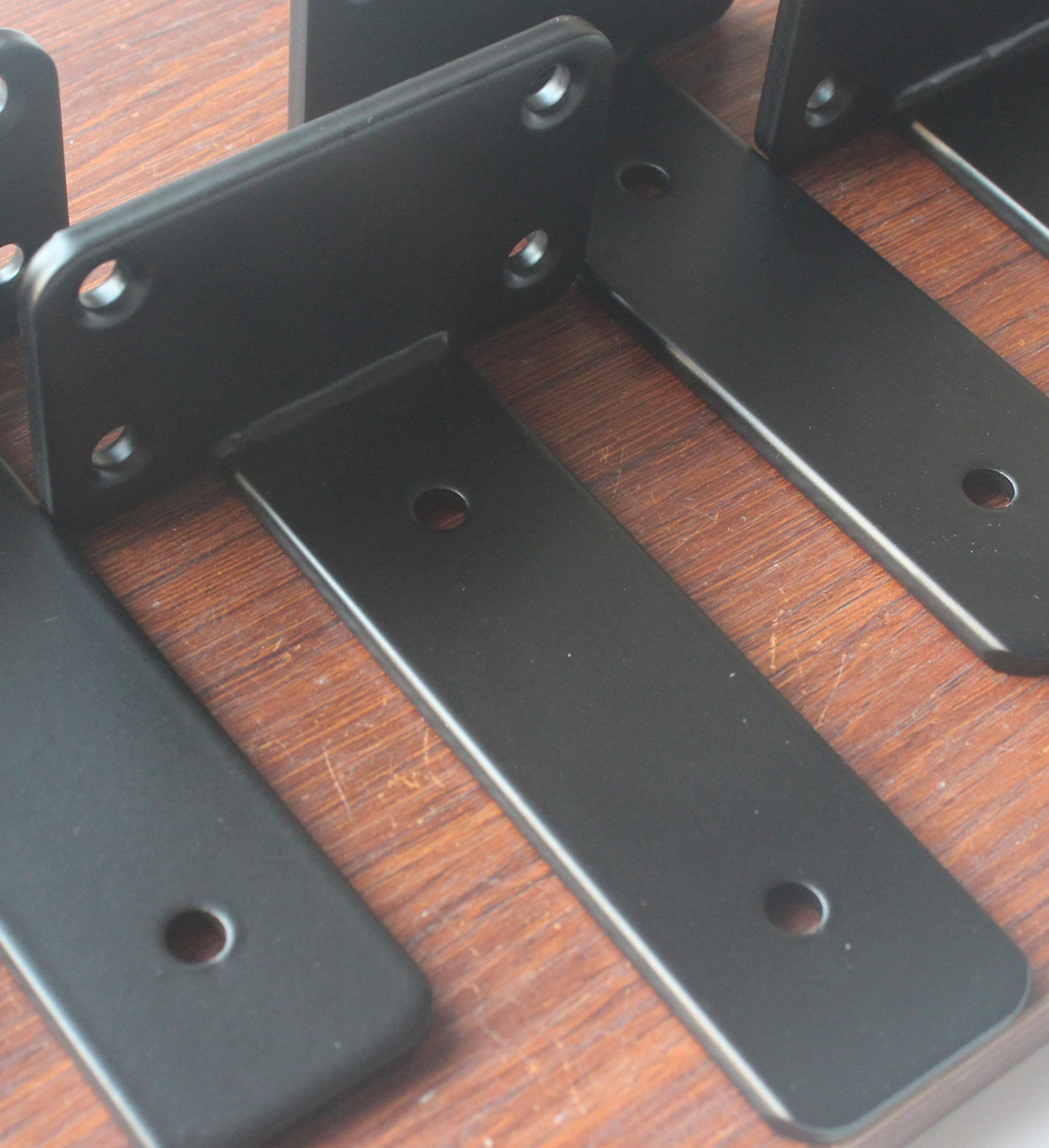 6 Pack - 5 Inch Black Hidden L Shelf Bracket (1/5 Inch Thicked) Iron ...