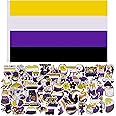 Amazon.com : QUEEN KING 3x5 FT Non Binary Pride Flag and 60 Pcs Nonbinary Pride Stickers LGBTQIA ...