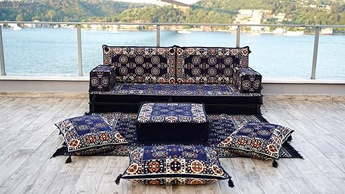 Navy Blue Moroccan Living Room Couch, Arabic Majlis Furniture, Patio ...