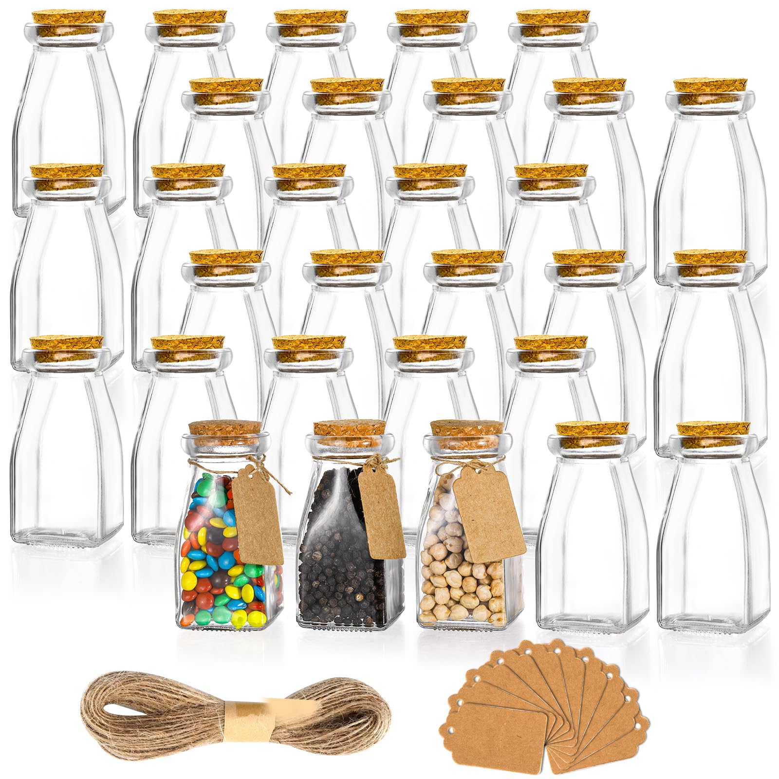 yarlung 30 Pack Glass Favor Jars with Cork Lids, Clear Small Candy Jars ...