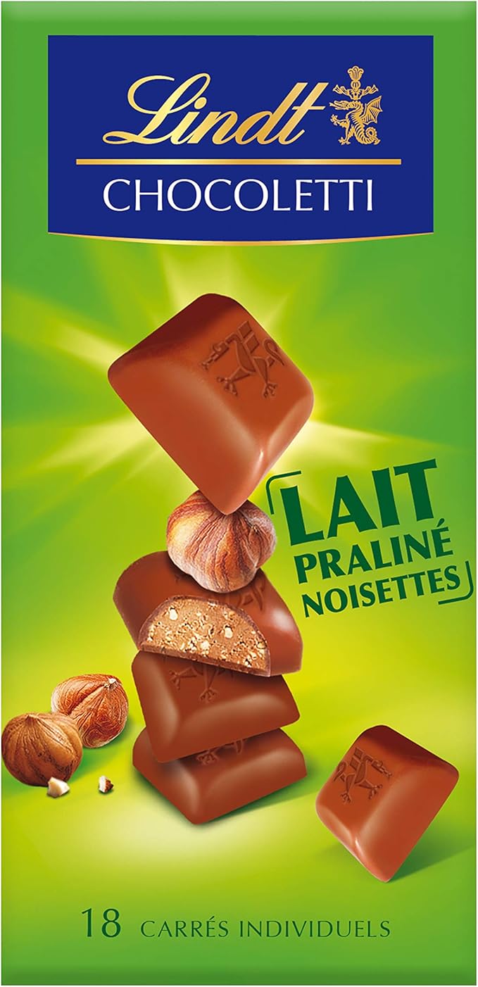 Lindt Chocoletti Lait Praliné Noisettes - 100 g, Lot de 5: Amazon.fr ...