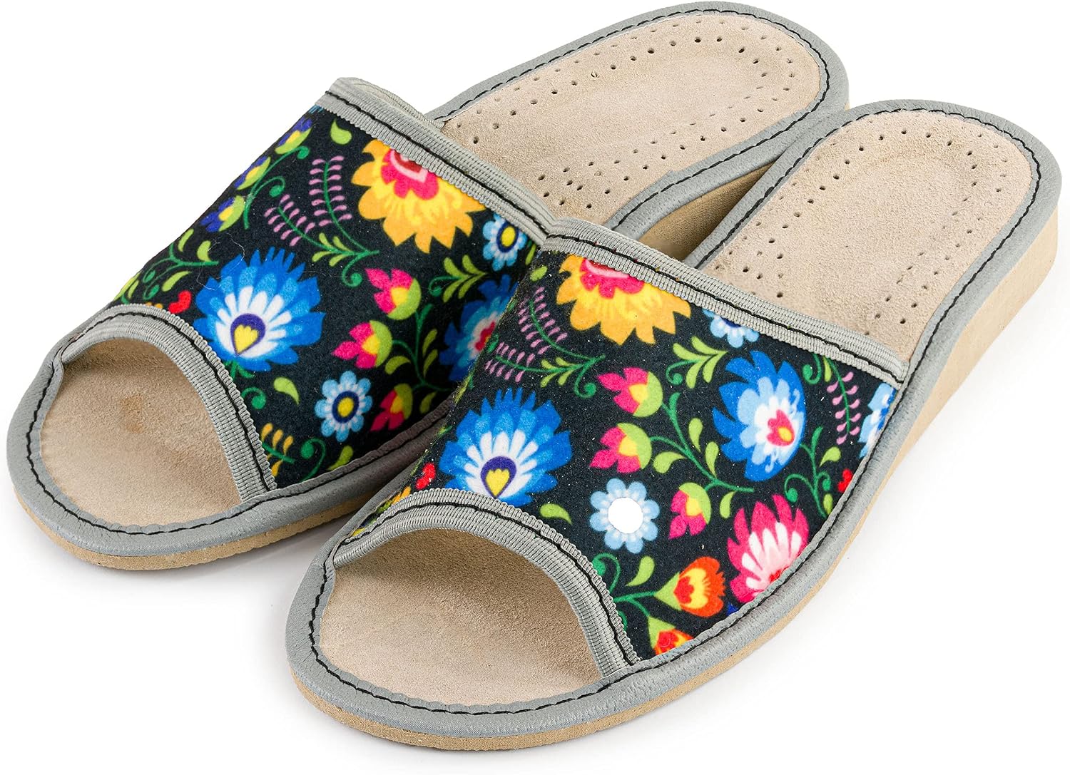 Nowo Damen Sommer Winter Filz Hausschuhe Pantoffeln Pantoletten Blumen ...