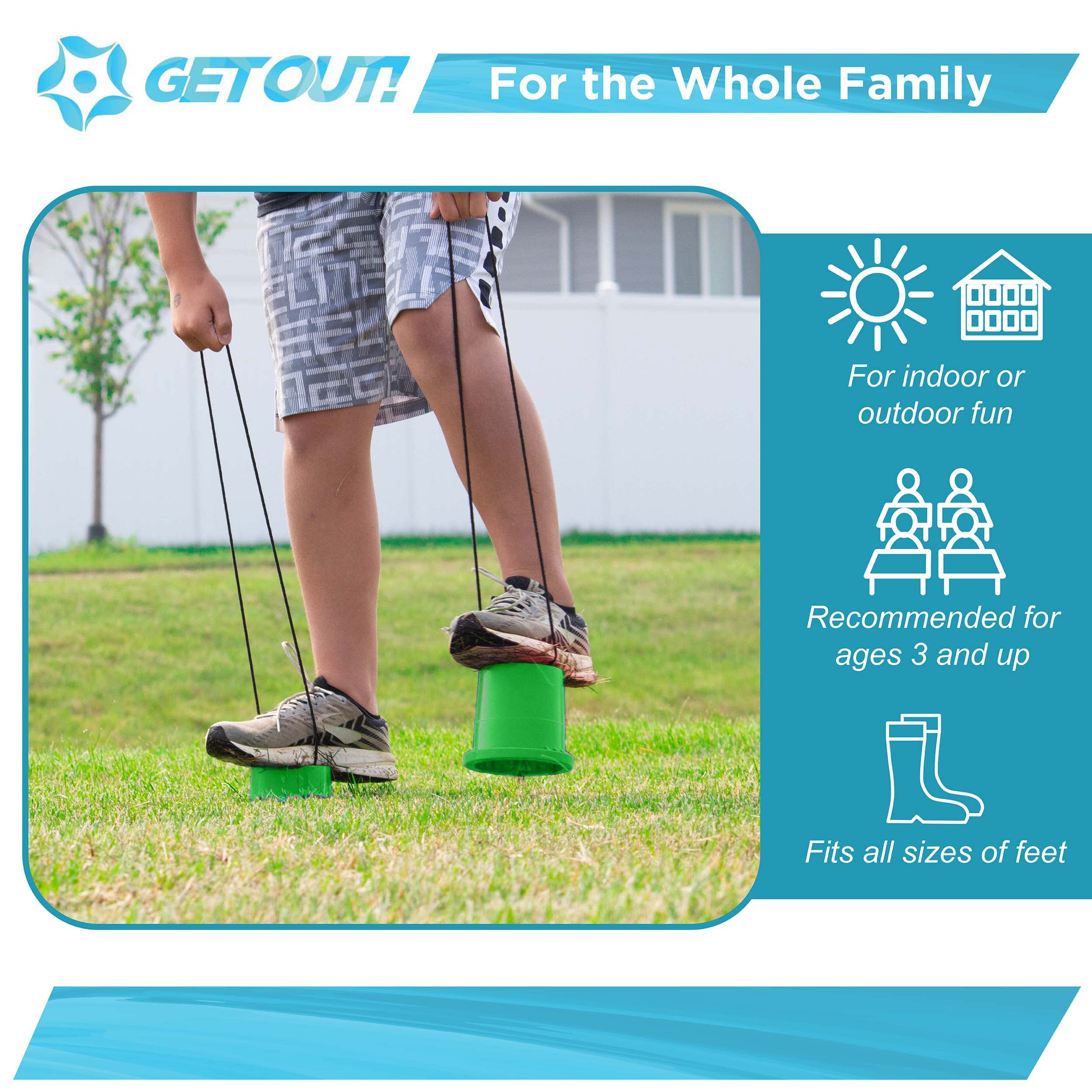 Get Out! Walking Bucket Stilts 2 Pack (Pair) Green Stepper Balance ...