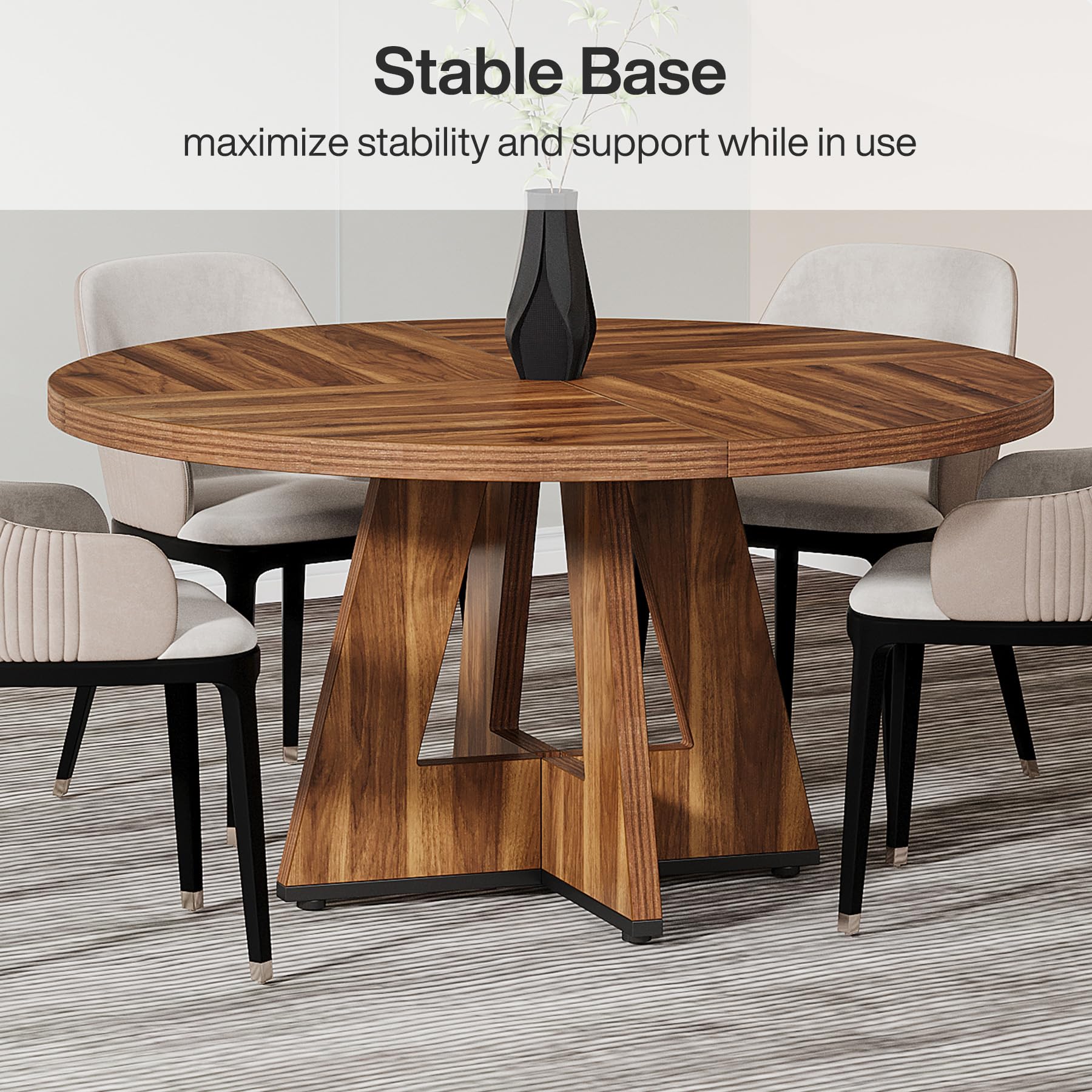 Tribesigns 47-Inch Round Conference Table For 4-6, Wooden Meeting Room ...