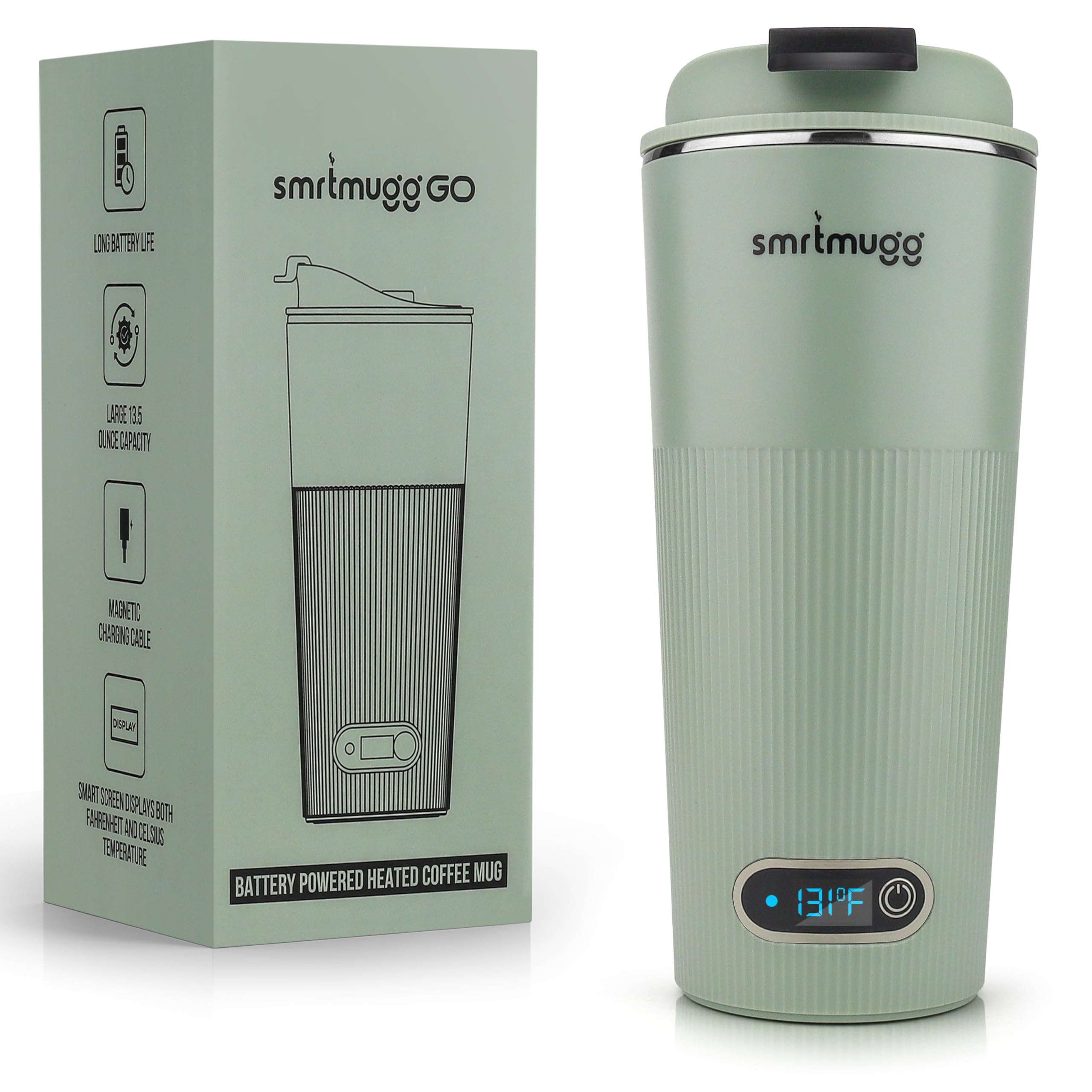 SmrtMugg GO Heated Coffee Mug Travel Mug 13 5 OZ Smart Mug Battery SmrtMugg GO Heated Coffee Mug Travel Mug 13 5 OZ Smart Mug Battery