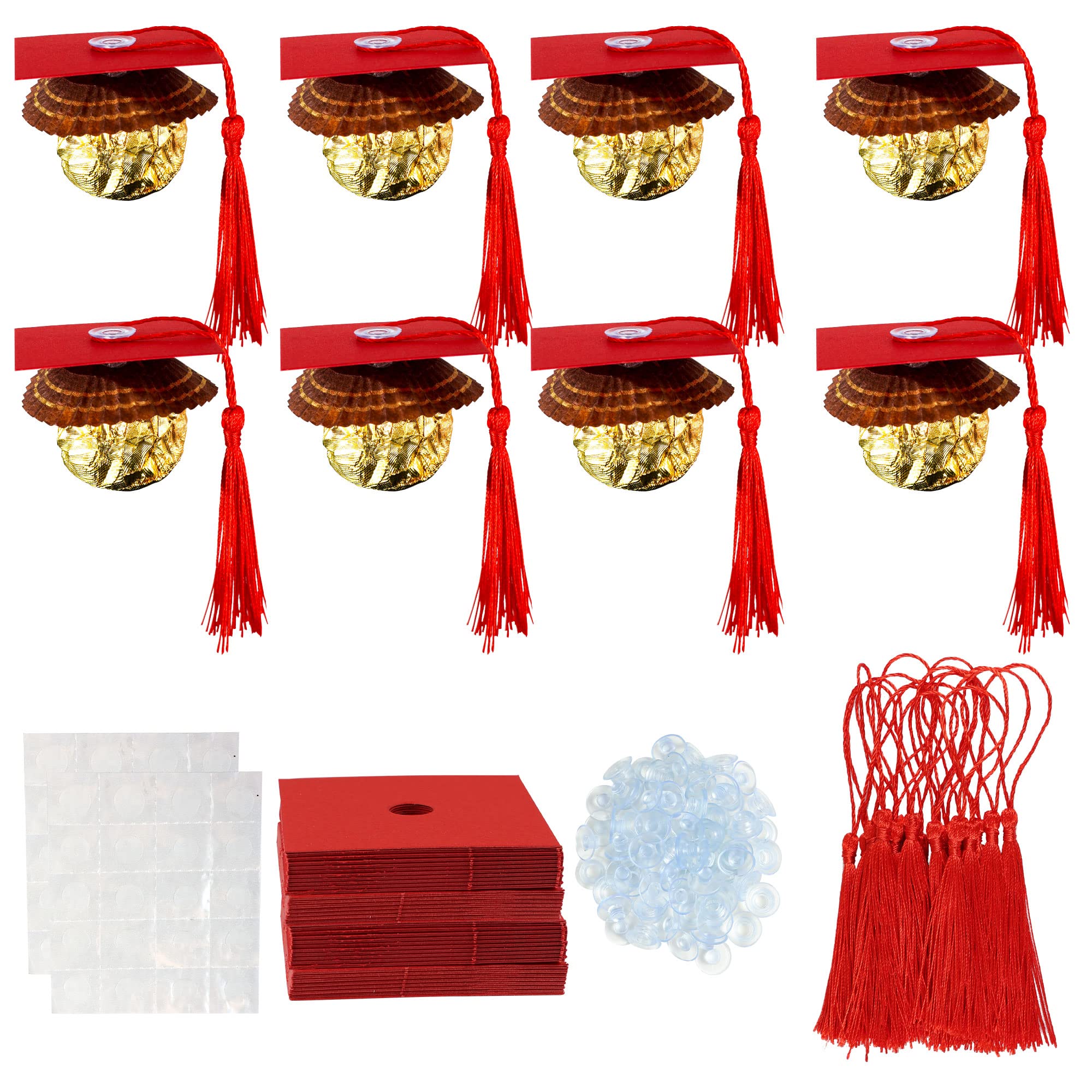 Gyufise 36Pcs 2025 Graduation Cap Cupcake Toppers with Tassel Adhesive ...