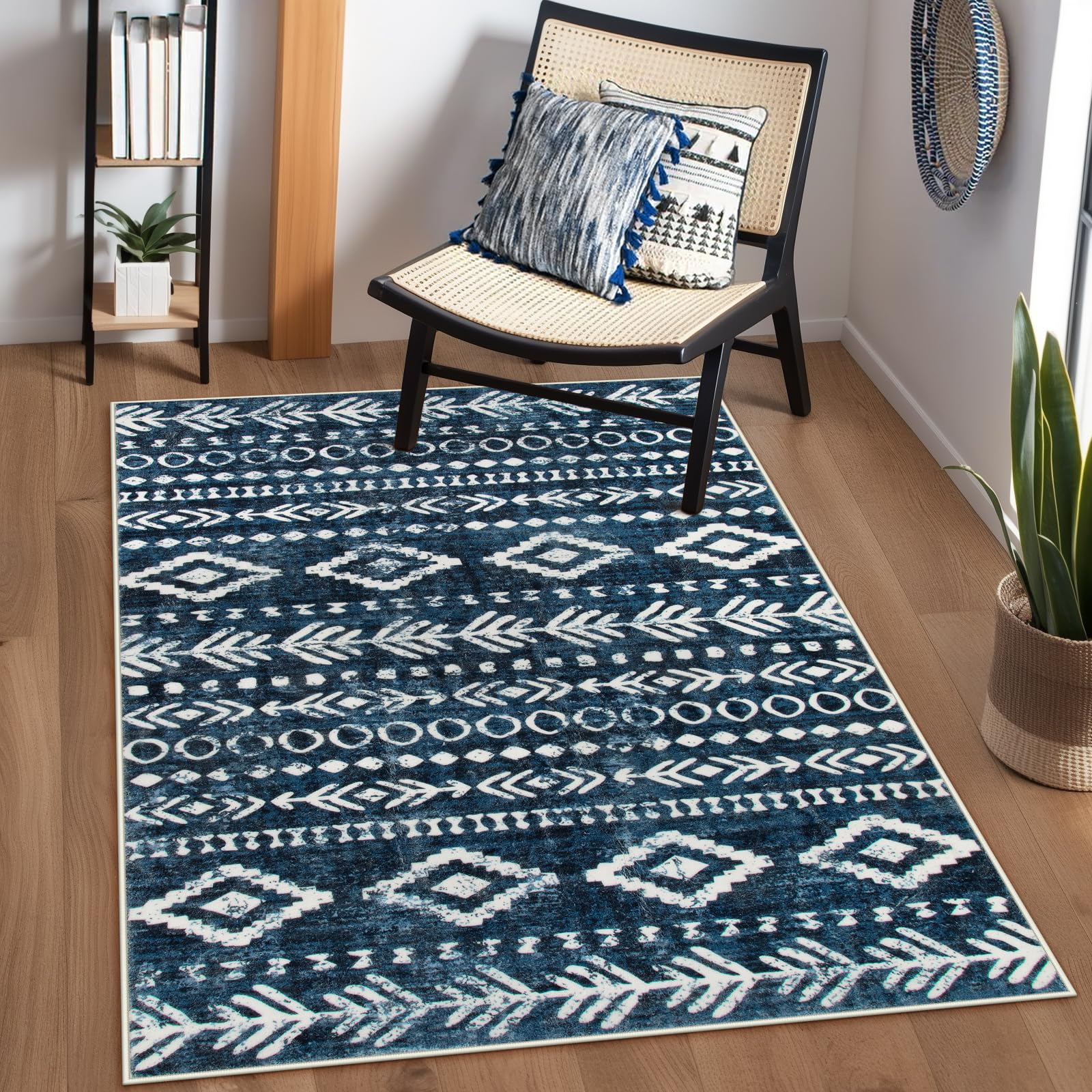 Lahome Boho Geometric 3x5 Rug, Ultra-Thin Soft Washable Bedroom Rugs ...