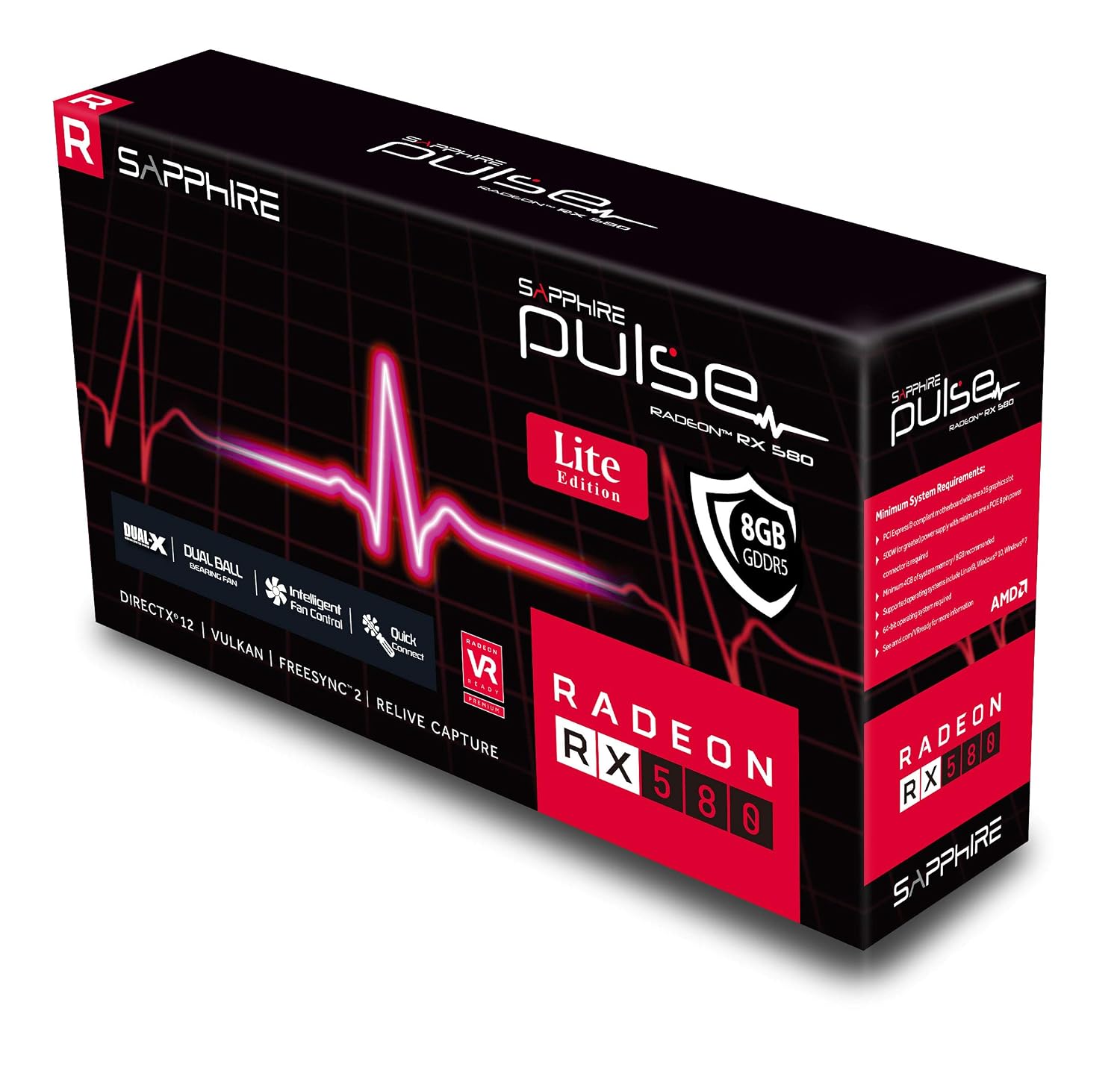 Sapphire Pulse Radeon RX 580 8G GDDR5 OC LITE (11265-67-20G) Genuine ...