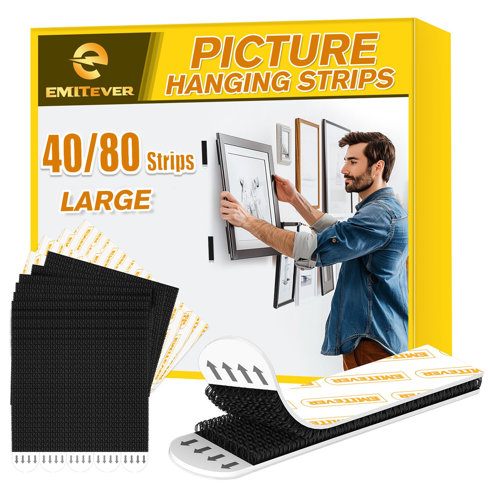 EMITEVER Picture Hanging Strips Heavy Duty, Damage Free Hanging Picture ...